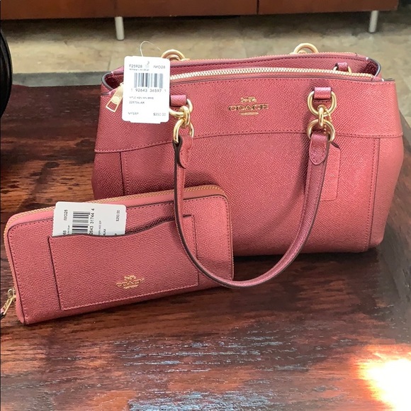 Coach | Bags | Nwt Coach Metallic Pink Purse W Matching Wallet | Poshmark